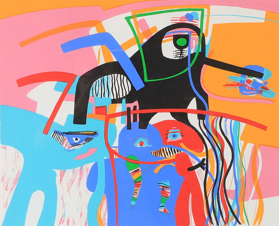 LIS ZWICK. Komposition, färglitografi, signerad 1985. Konst - Grafik ...