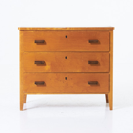 Chest of drawers, funky, 1930s/40s, veneered with birch, brown stained ...
