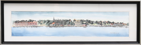 LARS ÅKE ERICSON. Harbor view with Badholmen, Oskarshamn. Watercolor ...