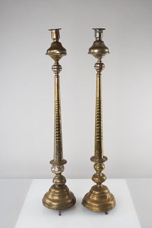 A PAIR OF CHURCH CANDLE HOLDERS, brass, 19th century. Lighting & Lamps ...