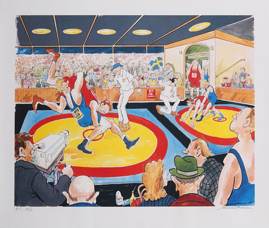 GUNNAR PERSSON (1933-2018). Lithograph, Spectator and match, HC signed ...