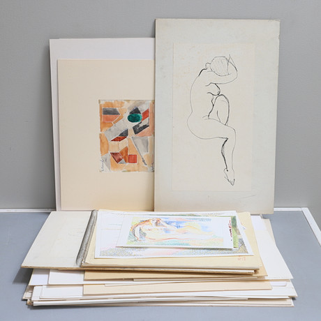 BERTIL ÖHLUND. Samling skisser samt akvareller, ca 100 st, 1950–1980 ...