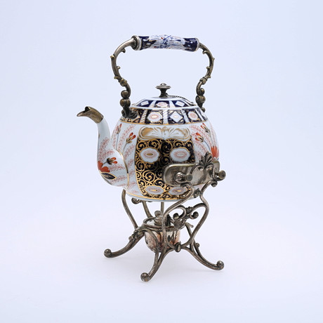 TEAPOT with RECHAUD, porcelain/ nickel silver, probably Russia ...