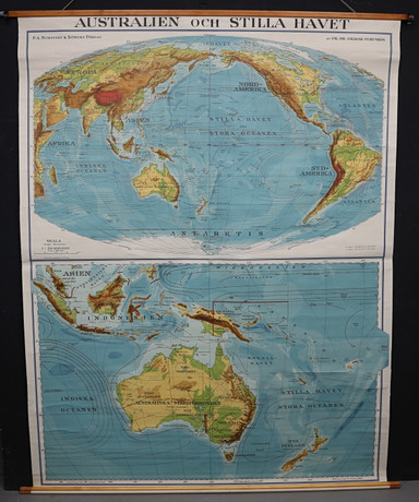SCHOOL MAP, Australia and the Pacific, AB Kartlitografen Bengtssons ...
