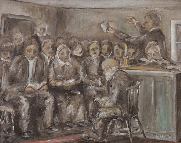 OKÄND KONSTNÄR. "House interrogation", oil on canvas. Signed. Art ...