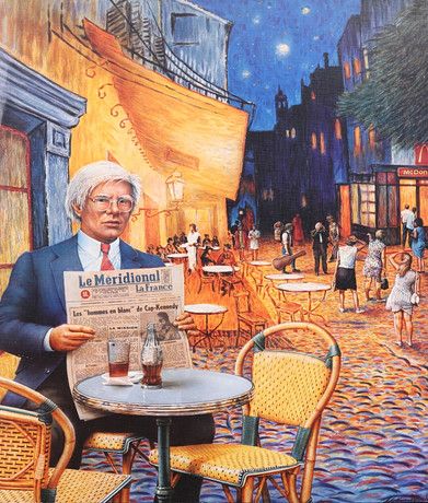 MATHIAS WASKE. Porträt von Andy Warhol, strukturierter Offsetdruck ...