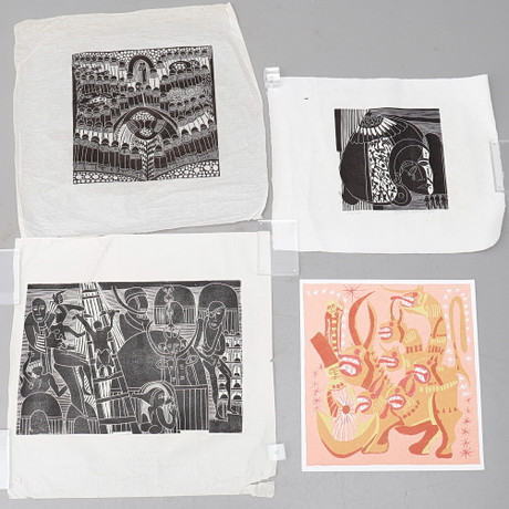 AZARIA MBATHA, FOUR PIECES. Art - Graphic - Auctionet