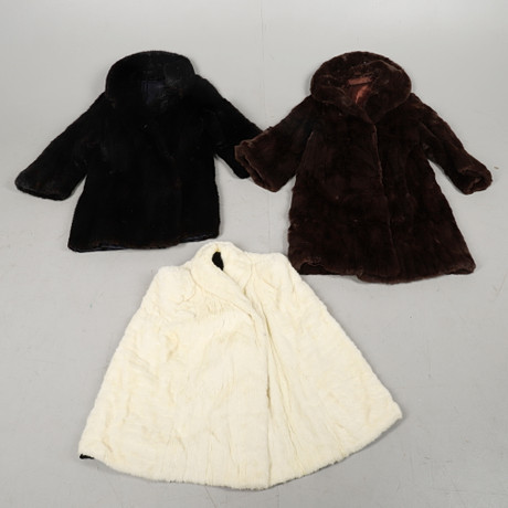 TWO MINK FUR COATS AND A WHITE STOAT STOLE. Vintage Clothing ...
