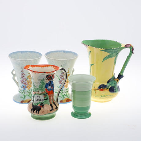 FIVE 1930s POTTERY VASES AND A JUG:. Ceramics & Porcelain - European ...