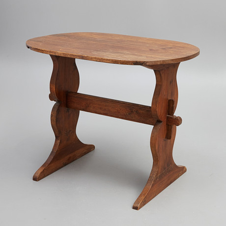 BOCKBORD, 1800-tal, kopplad benställning, figursågade gavlar, furu ...