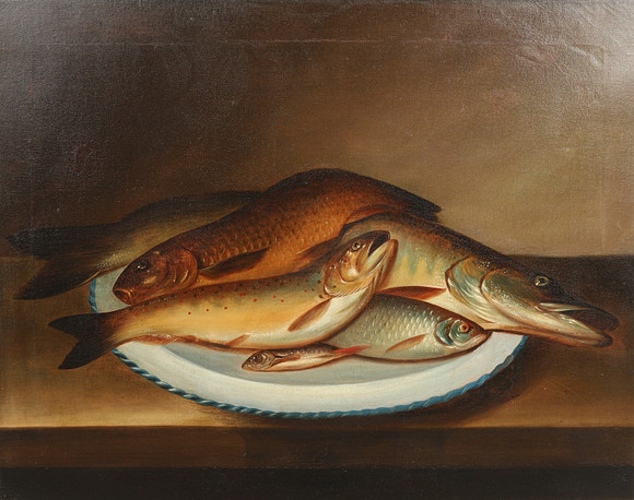 CIRCLE OF JOHN BUCKNELL RUSSELL (1820-1893). STILLLEBEN VON FISCH AUF ...