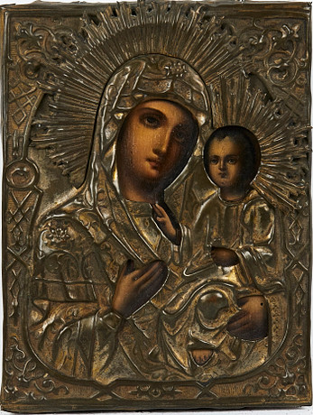 ICON, Mother of God, "Eleousa", Russia. 1900s, egg tempera and oil on ...