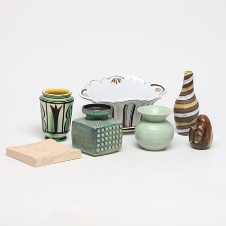 VASES, SCULPTURE, PLAQUE, 7 parts, ceramics, including Åke Holm, Ingrid ...