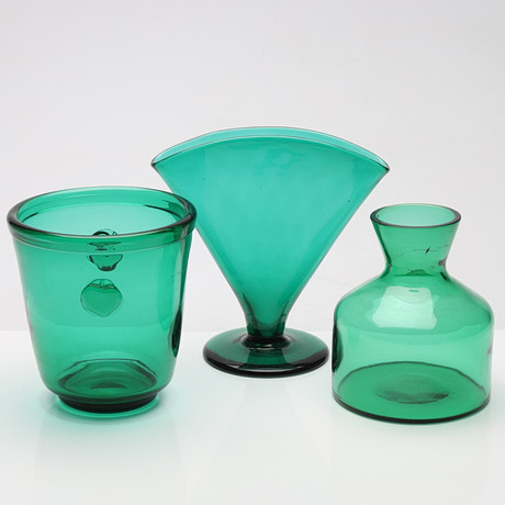 VASES, 3 pcs, glass, incl. "Rosita", Reijmyre. Glass - Art glass ...