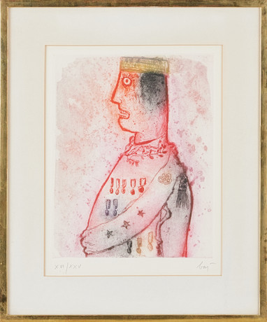 ENRICO BAJ. Figure, color lithograph, signed and numbered, XVI/XXV Baj ...