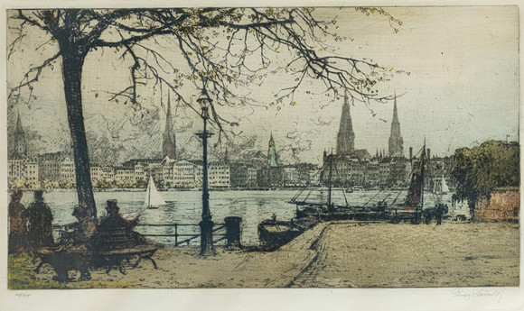 LUIGI KASIMIR (1881-1962). Hamburg Inner Alster. Art - Engravings ...
