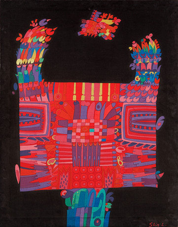 STIG LINDBERG. Textile print on velvet, signed Stig L in the print. Art ...