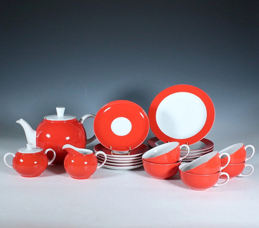 ARZBERG, design: Dr. Hermann Gretsch, tea set 'No. 2 - Rot', 75 years ...
