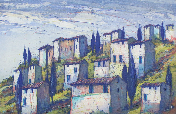 GERHARD MESSEMER. 'Villagio', color etching, Ed. 54/90, signed. Art ...