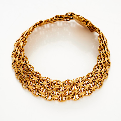 ARMBAND, 18 k guld, x-länk med stav, August Mikkov AB, Stockholm 1966 ...