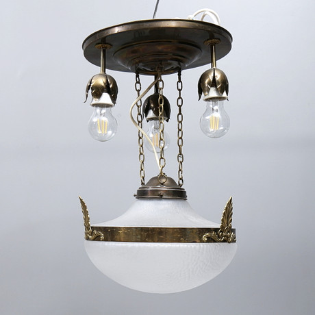 TAKLAMPA, glas och metall, jugend. 1900-tal. Belysning & Lampor ...