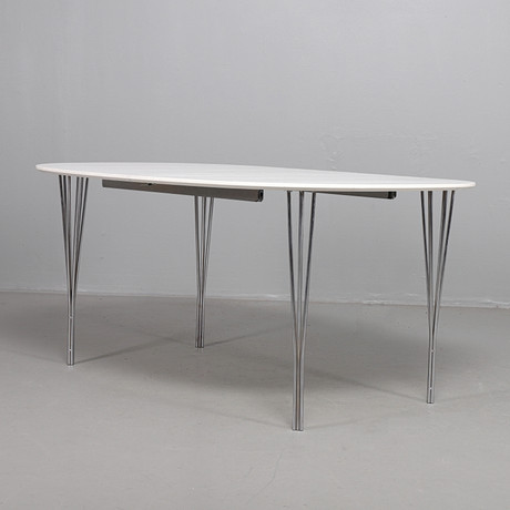 MATBORD, 3 delar, vitbetsat trä och stål, nyare tillverkning. Möbler ...