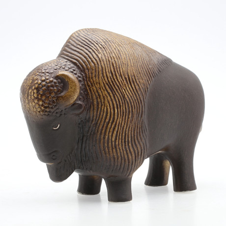 LISA LARSON. Sculpture / figurine, bison, stoneware, endangered animals ...