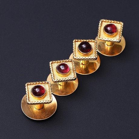 SHIRT BUTTONS, 4 pcs, 18k gold with red-purple stone. 1900s. Jewellery ...