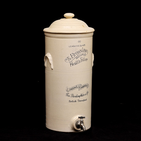 WATER FILTER, ceramic, "The Brownlow British Health Filter" circa 1900 ...