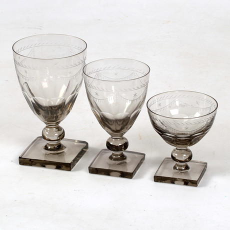 GLASSWARE PARTS, 18 parts, possibly Strömbergsgyttan. 1900s. Glass ...