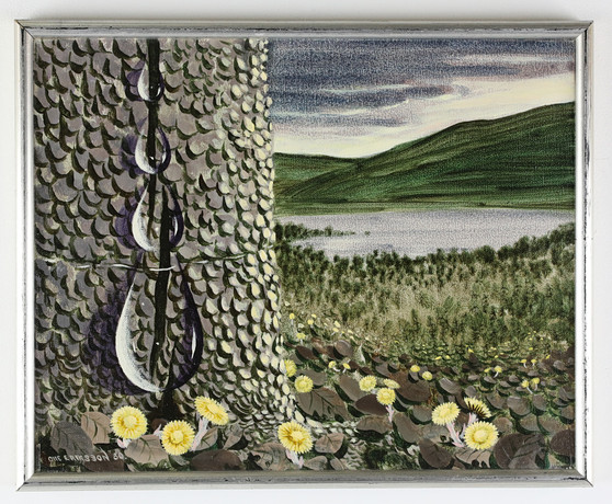 OLLE DROPPEN ERIKSSON. öljy kankaalle, "Keväthämärä", signeerattu ja ...