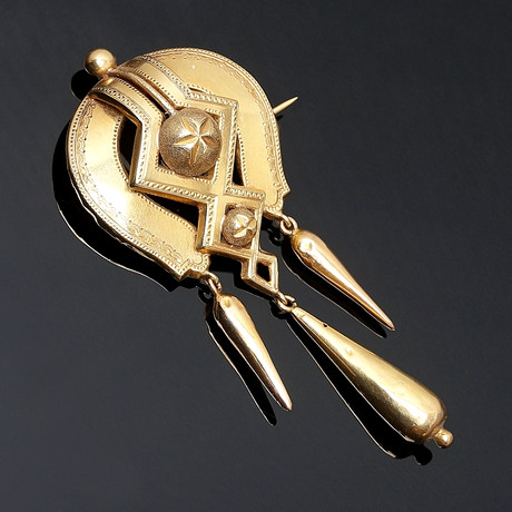 BROSCHE, Gold 18K, Gustav Dahlgren, Malmö 1873. Gewicht 6,5 Gramm ...