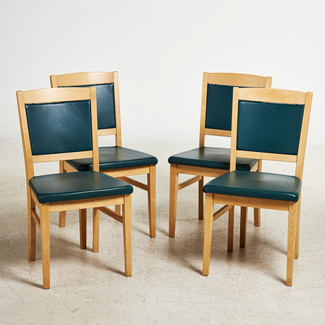 STOLAR, 4 st, Stolab, samtida, stomme i björk, sits samt ryggbricka i ...