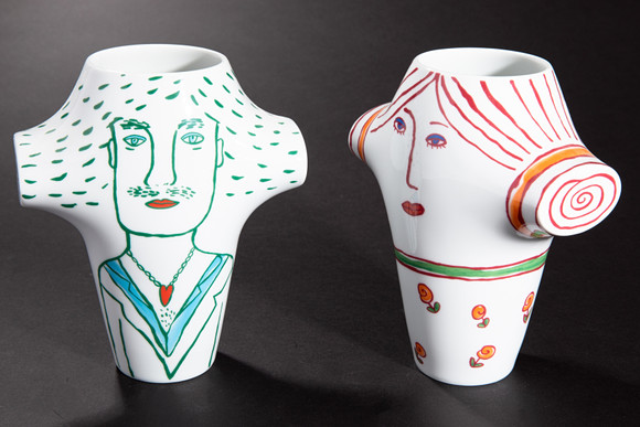 ROBIN PLATT & SHARON YOUNG. ROSENTHAL. 2 Vasen, bemalt (80-54 ...