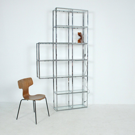 VITRA, large room divider / shelving system in chrome & glass ...