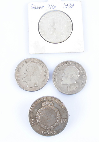 SWEDISH SILVER COIN, 4 pieces. Coins, Medals & Stamps - Auctionet