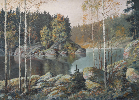 HARRY WALDOW. Landscape by water, oil on Board, signed. Art - Paintings ...