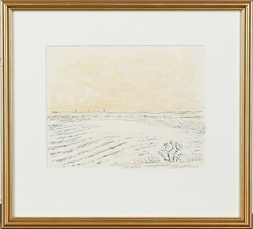 ARTHUR PERCY. Öland landscape. Color lithograph, signed and dated 1974 ...