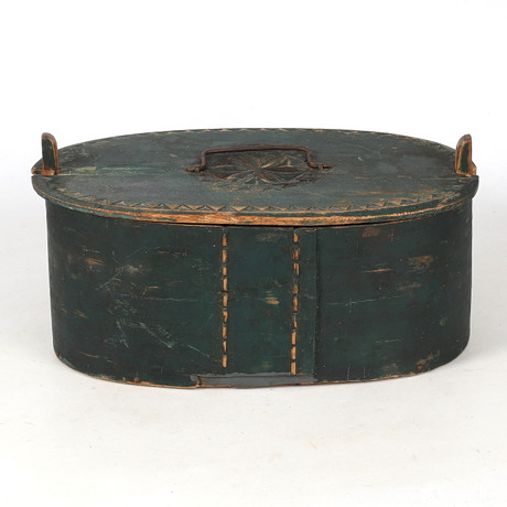 SVEPASK, bemålat trä samt skuren dekor, allmoge, 1800-tal. Allmoge ...