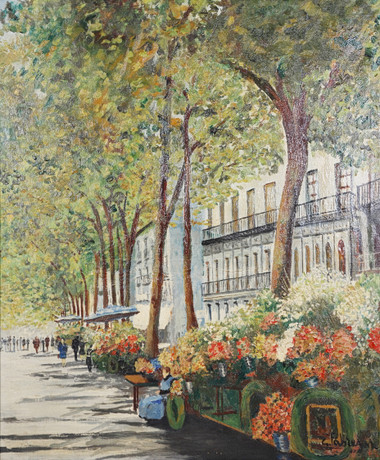 EMILI FABREGAS. RAMBLAS DE BARCELONA, OIL ON CANVAS. Art - Paintings ...