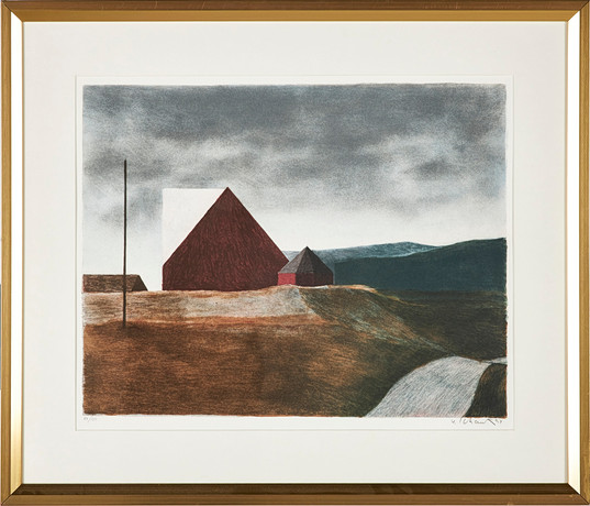 PHILIP VON SCHANTZ. Farm motif, lithography, signed and numbered 54/130 ...
