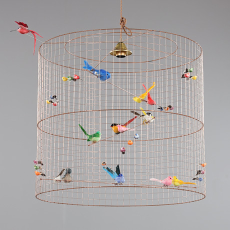 CHALLIERES, bird lamp "Grande Volière", design Mathieu Challières 2006 ...