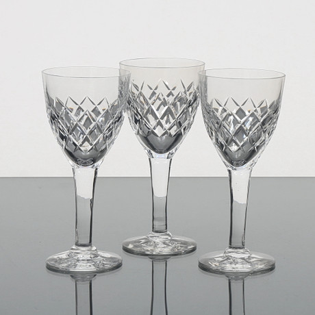 VINGLAS, 3 st, "rutslipade, "Bror" Fritz Kallenberg Kosta. Glas ...