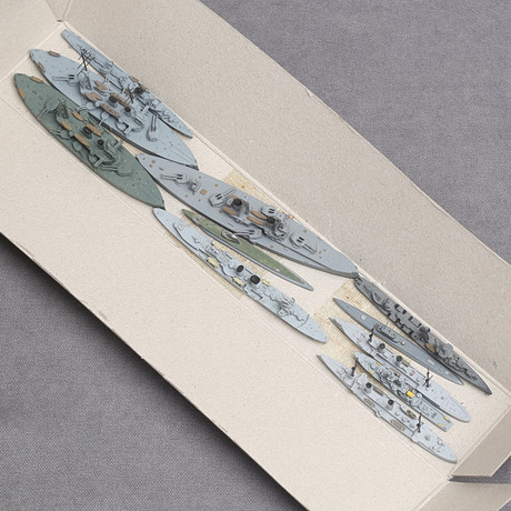 SHIP MODELS, waterline models, 11 pcs, metal, mostly warships ...