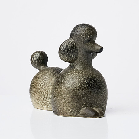LISA LARSON. Figurine, Lying poodle, marked LISA L K-Studio Gustavsberg ...