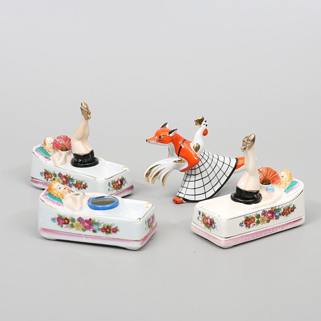 PORCELAIN OBJECTS, 4 pcs, including ashtray, 1900s. Ceramics ...