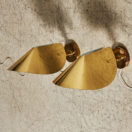 WALL LAMPS, 1 pair, Aneta, brass frame, labeled. Lighting & Lamps ...