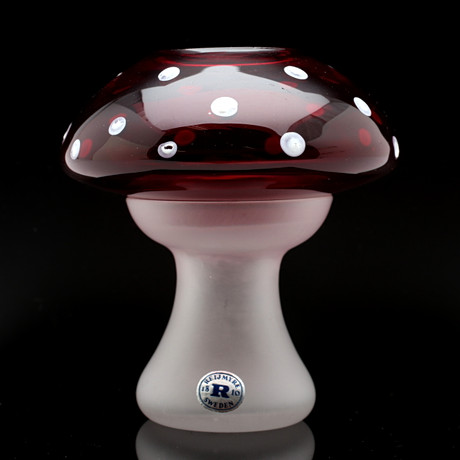 LJUSSTAKE, glas, "Flugsvamp", Reijmyre, 1900-talets andra hälft. Glas ...