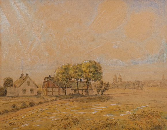 THEODOR JÖNSSON. SKANEGåRD, LUND'S CATHEDRAL IN THE BACKGROUND. Art ...