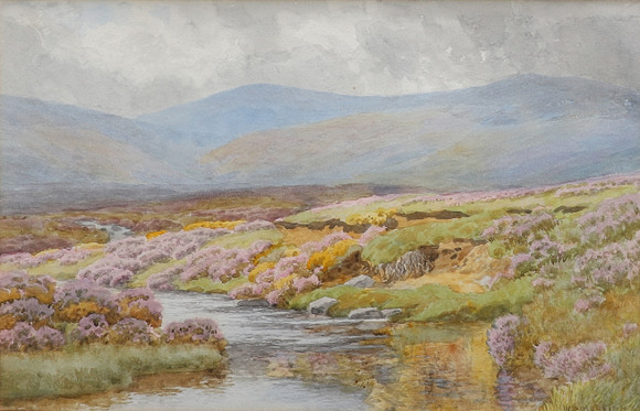 WILLIAM SNELL MORRISH (1844-1917). DEVON MOORLAND WATER LANDSCAPE. Art ...